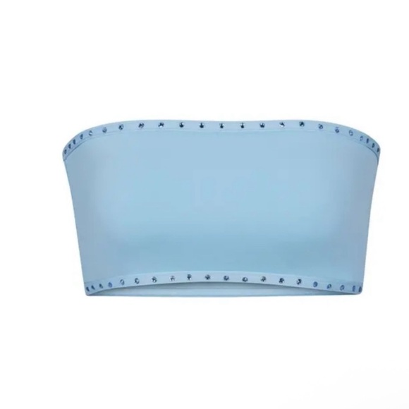 SKIMS | Swim | Skims Light Blue Rhinestone Bandeau Bikini Top | Poshmark